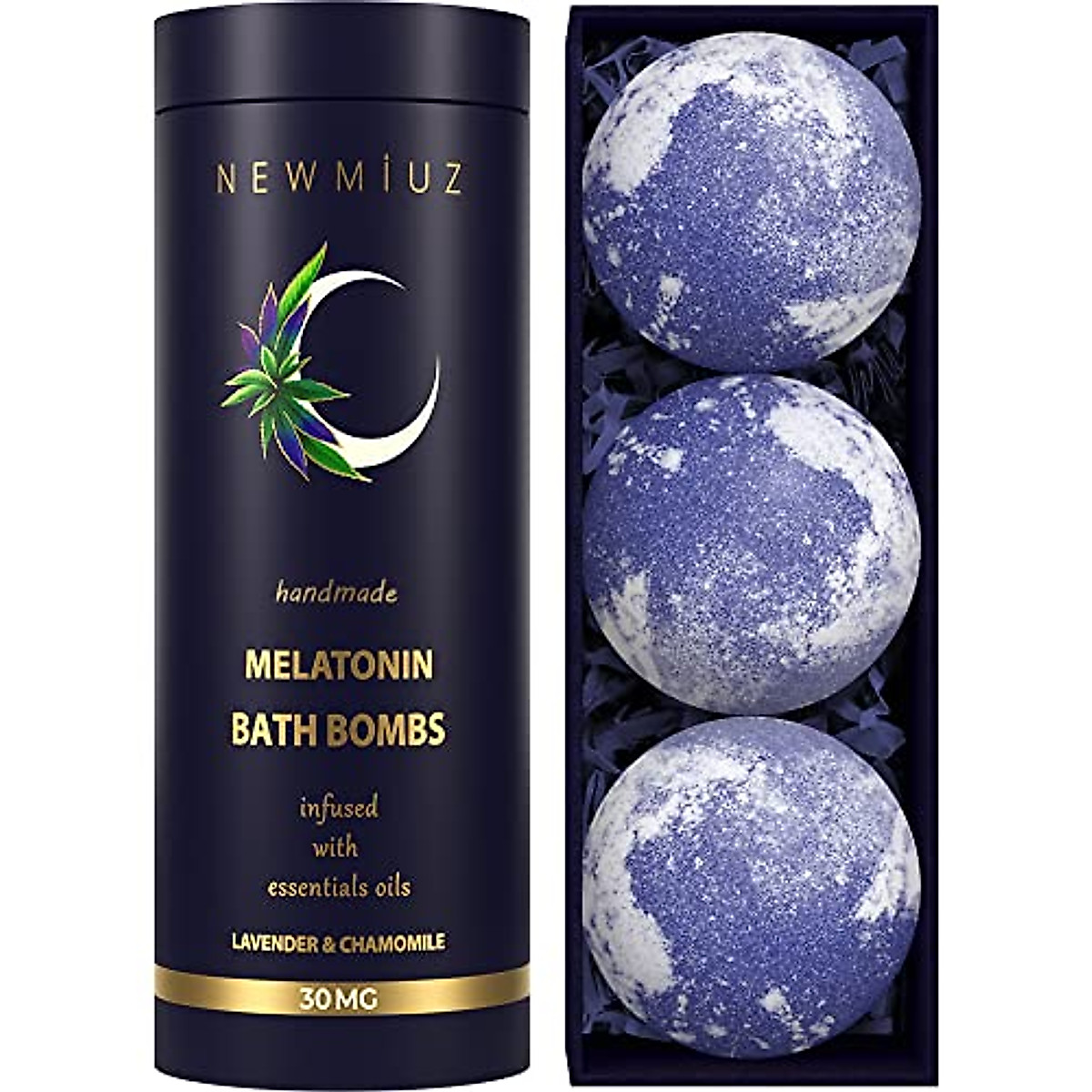 Sleep Melatonin Bath Bombs Lavender Chamomile Essential Oils Calming Natural Bubble Bath Shower Fizzies Spa Gifts Set Mother's Birthday Christmas Women Perfect Stocking Stuffers