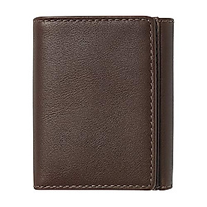 HoJ Co. Dutton Extra Capacity Trifold Wallet with Flip Out ID| 9 Card Slots & 3 Pockets | Full Grain Nappa Leather | Brown Tri fold Wallet