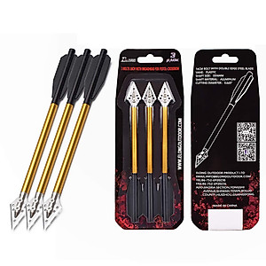 Bow and arrow college Mini Crossbow Bolts Miniature Crossbows Arrows Gold Aluminum Body with Screw Tip Broadhead(Pack of 3)