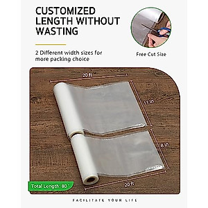 Syntus Vacuum Sealer Bags, 4 Pack 2 Roll 11" x 20' and 2 Roll 8" x 20' Commercial Grade Bag Rolls, Food Vac Bags for Storage, Meal Prep or Sous Vide