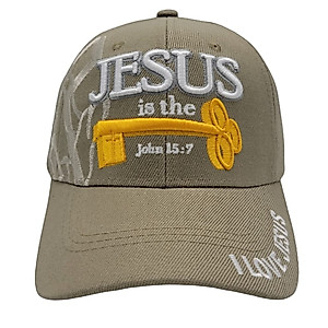 Altis Apparel Jesus - Christian Religious Baseball Cap - Adult Hat (Jesus Key Khaki)