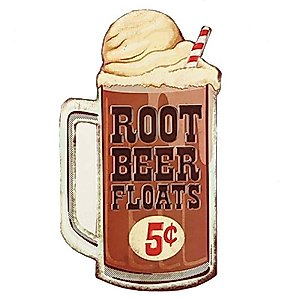 Open Road Brands 40171 Embossed Tin Sign, Root Beer Float Die Cut