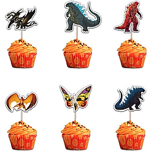 Birthday Party Decorations 44PCS Dinosaur Movie Party Supplies Including 1PC Long Banner, 1PC Huge Happy Birthday Cake Topper, 24PCS Cupcake Toppers, 18PCS Balloons for Kids