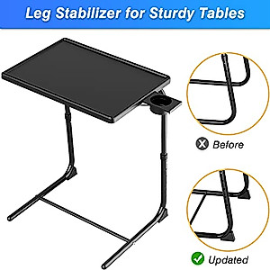 TV Tray Table, Allpop Adjustable TV Dinner Tray for Eating, Folding Laptop Table with 6 Heights & 3 Tilt Angles, Cup Holder for Bed & Sofa, Black