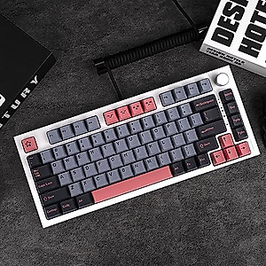 GEKUCAP Custom Keycaps 173 Keys Black Grey Pink Keycaps Double Shot PBT Keycap Set Cherry Profile for 60% 65% 75% 95% Cherry MX Switches ISO ANSI Layout Mechanical Keyboard
