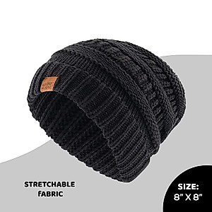 Market & Layne Beanie for Women - Warm Winter Beanies Women Thick Chunky Knit Black Beanie Hats for Women Winter Hats for Women (Black)