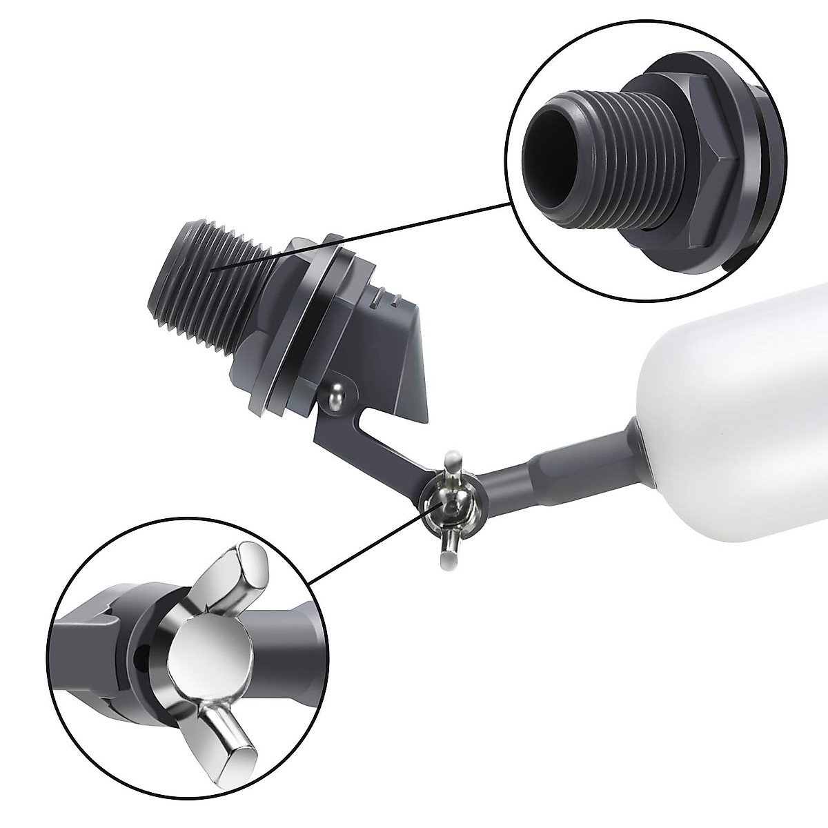 meekoo Float Ball Valve, 3/4 Inch Male Automatic Fill Feed Humidifier Tank Water with Adjustable Arm for Ponds, Livestock Water Trough, Aquariums, Aquaculture, Hydroponics and Reservoir(2 Pack)