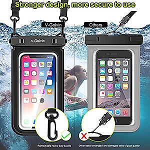 v-Golvin Waterproof Phone Pouch, 2 in 1 IPX8 Cellphone Dry Bag Waterproof Case for iPhone 14 13 12 11 Pro Max SE 2020 XS Max XR X 8 7 6s Plus S22 S10 S20 S21 Ultra Note 20/10 Up to 7 inches, Black