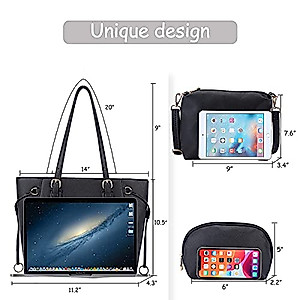 Tote handbag women purse set: leather multi-pocket crossbody zipper bags chain shoulder strap hobo Satchel wallet 3pcs - 2black