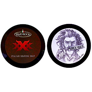 RazoRock XXX Italian Shaving Soap Bundle with Mudder Focker Soap For Men I Artisan Made, Tallow Based Soap for Wet Shaving I Rich, Creamy Lather and Classic Italian Barbershop scent (2 Items)