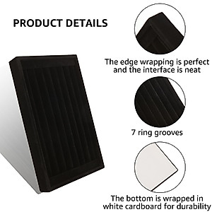 CertBuy 4 Pack Ring Display Tray Jewelry Organizer, Black Velvet 7 Slots Ring Earrings Showcase Trays Holder, Stackable Drawer Ring Display Tray Jewelry Showcase for Multiple Rings Drawer Inserts