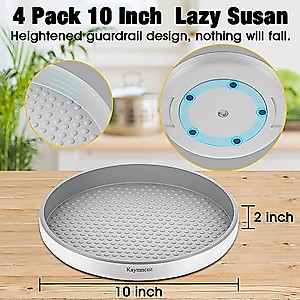 10 Inch Non Skid Lazy Susan Organizer, Spice Rack Organizer, Lazy Susan Turntable, Turntable Rack for Cabinet, Pantry Organization and Storage, Kitchen, Fridge, Bathroom Makeup, 4 Pack