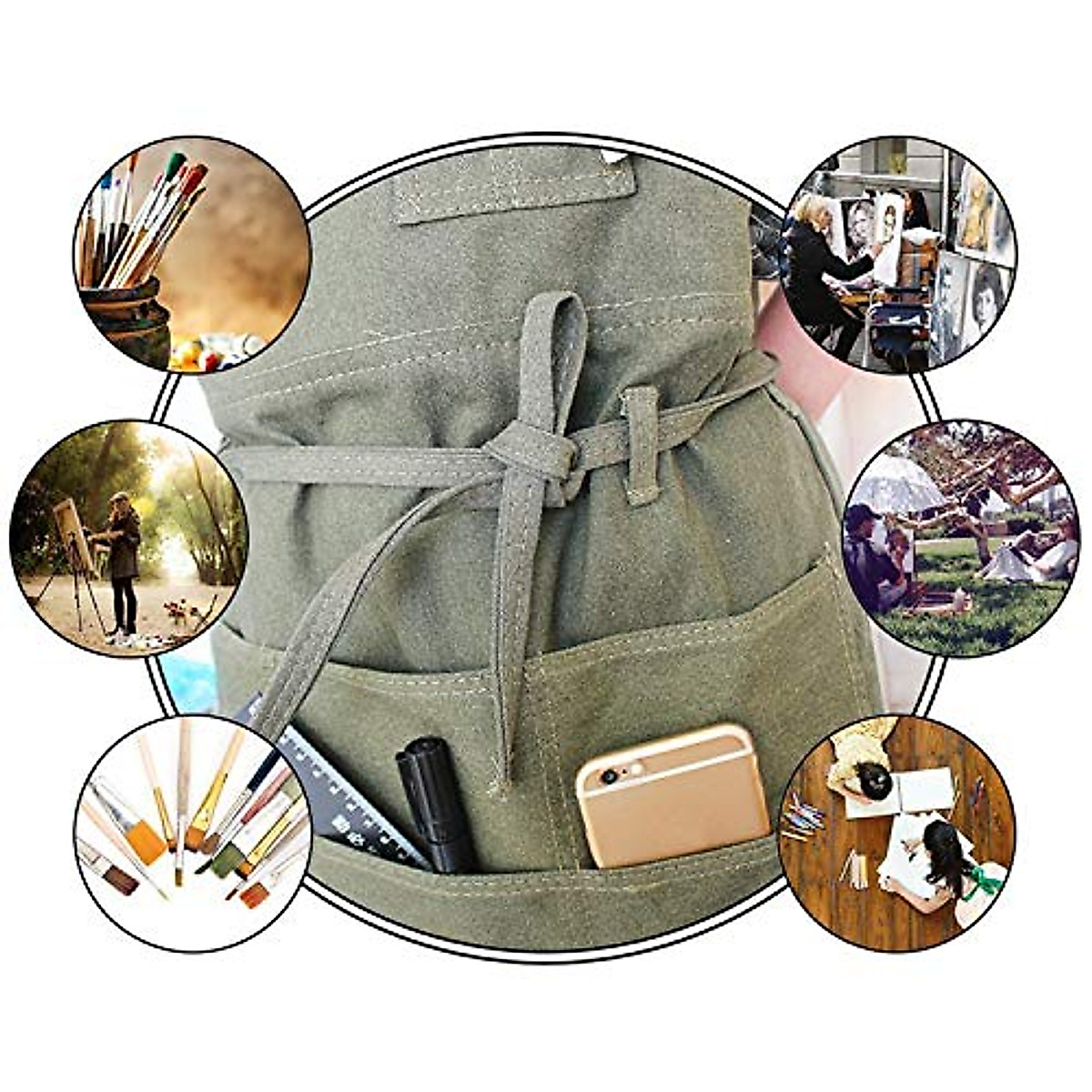 VONLUXE Artist Canvas Apron with Pockets Painting Apron Adjustable Shoulder Strap/Waist Ties Painter Aprons Mothers Day Gift for Women Mom Art Gardening Apron Adjustable
