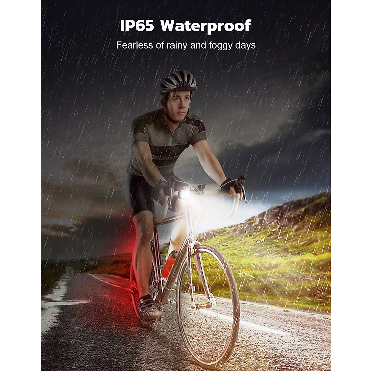 Zewdov Bike Lights for Night Riding, USB Rechargeable Bike Lights Front and Back, Waterproof IP65 Bicycle Light, 4+6 Modes Bike Headlight and Tail Light Set,1.5 Hrs Fast Charging, Easy to Install