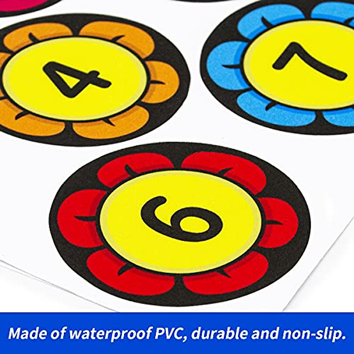 Numbered Spot Markers and Labels Numbers Line Up Floor Decals Classroom Line-Up Helpers for Preschool Kindergarten Elementary Teachers Classroom School Decoration (Sunflower Style)