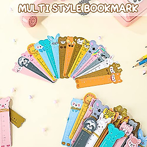HOTOP 36 Pcs Cute Animal Funny Bookmarks for Kids PVC Cartoon Kawaii Bookmark with Ruler Office School Gift Ideas Stationery Reading Accessories Book Lovers