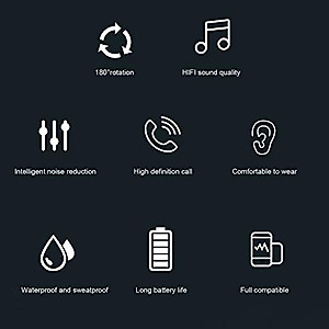 214 Wireless Bluetooth Headset,Portable Waterproof Stereo Surround Sports Headphone with HiFi Sound,Noise Cancelling,180 Degree Rotation,for Mobile Phones/Tablets PC