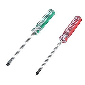 Antrader Magnetic Screwdriver Set 2 PCS, Magnetic 5mm Phillips and Flat Head Tips Screwdriver with 4 Inch Steel Shaft for Repair Home Improvement Craft