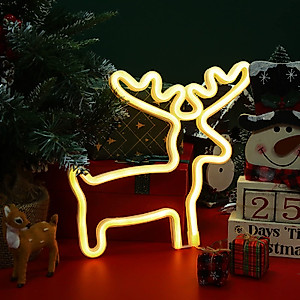 3 Pieces Christmas Neon Sign Night Light LED Elk Christmas Stocking Christmas Hat Neon Wall Decor Lights USB and Battery Powered Neon Christmas Light Sign for Bedroom Kids Xmas Gifts Home Wedding Bar