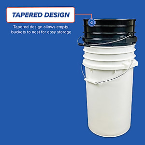 EPackage Supply 7 Gallon Plastic Bucket I Heavy Duty I Food Storage, BPA-Free I 90 Mil All Purpose Pail I Heavy Duty I White (1 Count)