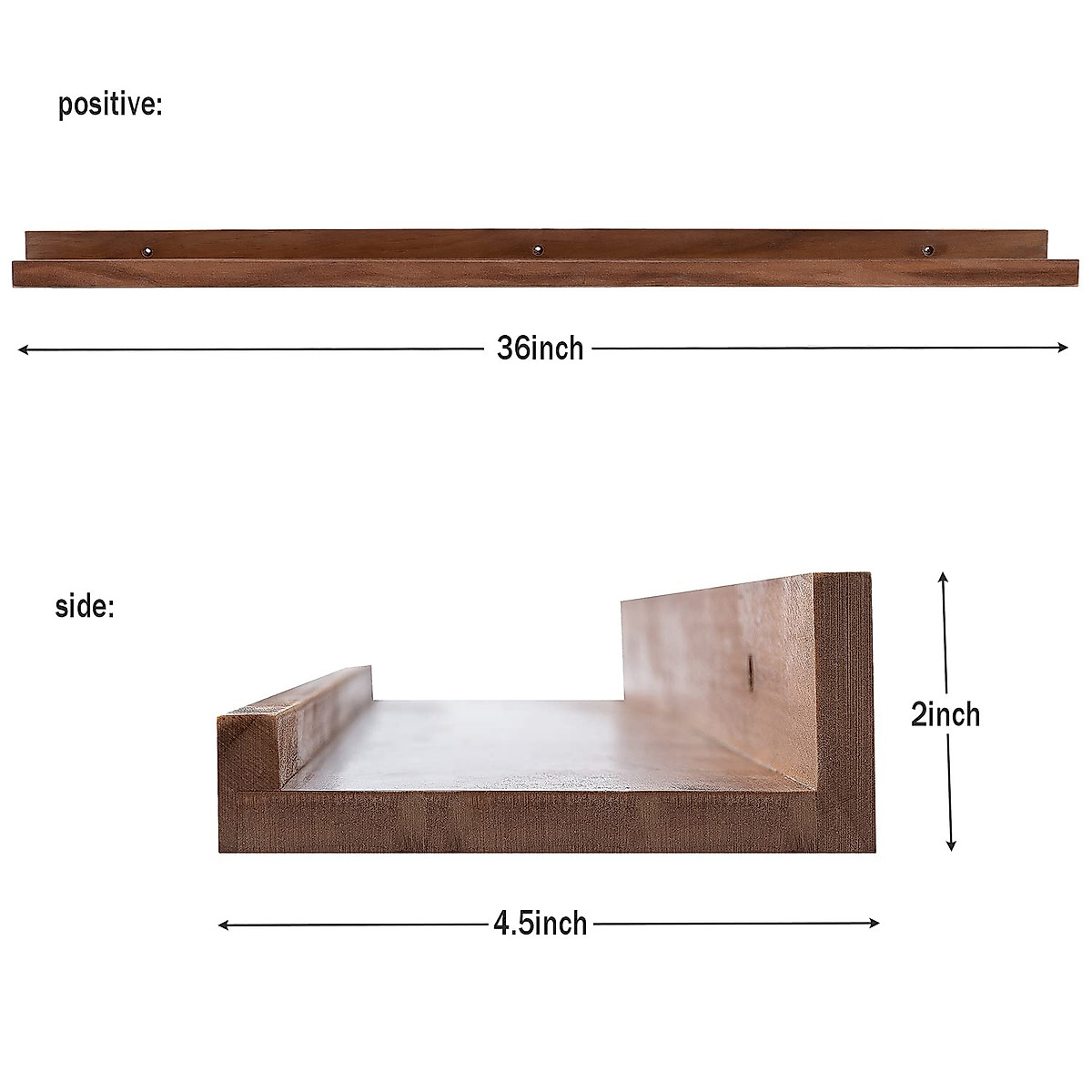 AZSKY 36 in Floating Book Shelves Rustic Wood Wall Picture Ledge Shelf for Storage Light Walnut Wall Mounted Picture Photo Display Shelf a Set of 3 Hanging Book Shelf