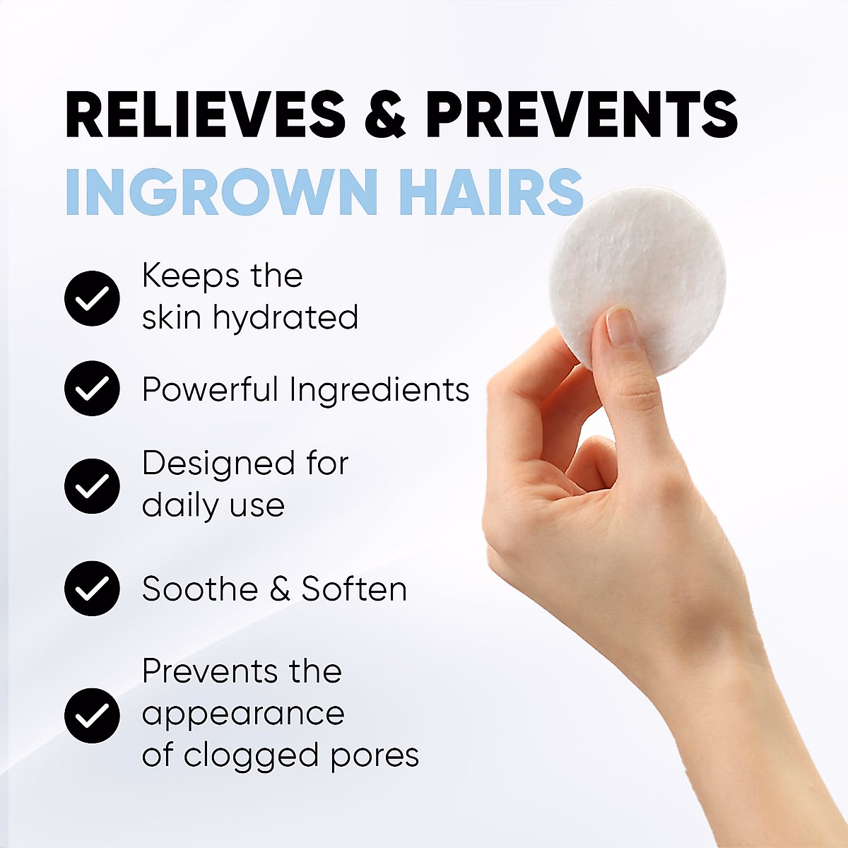 Ingrown Hair Pads Razor Bump Stopper Eliminate Ingrown Hair Strawberry Legs Butt Acne Soothe Bumps Scars Irritation Rashes Shaving Remedy Gentle Exfoliating Treatment Wipes After Shave Bikini Bump