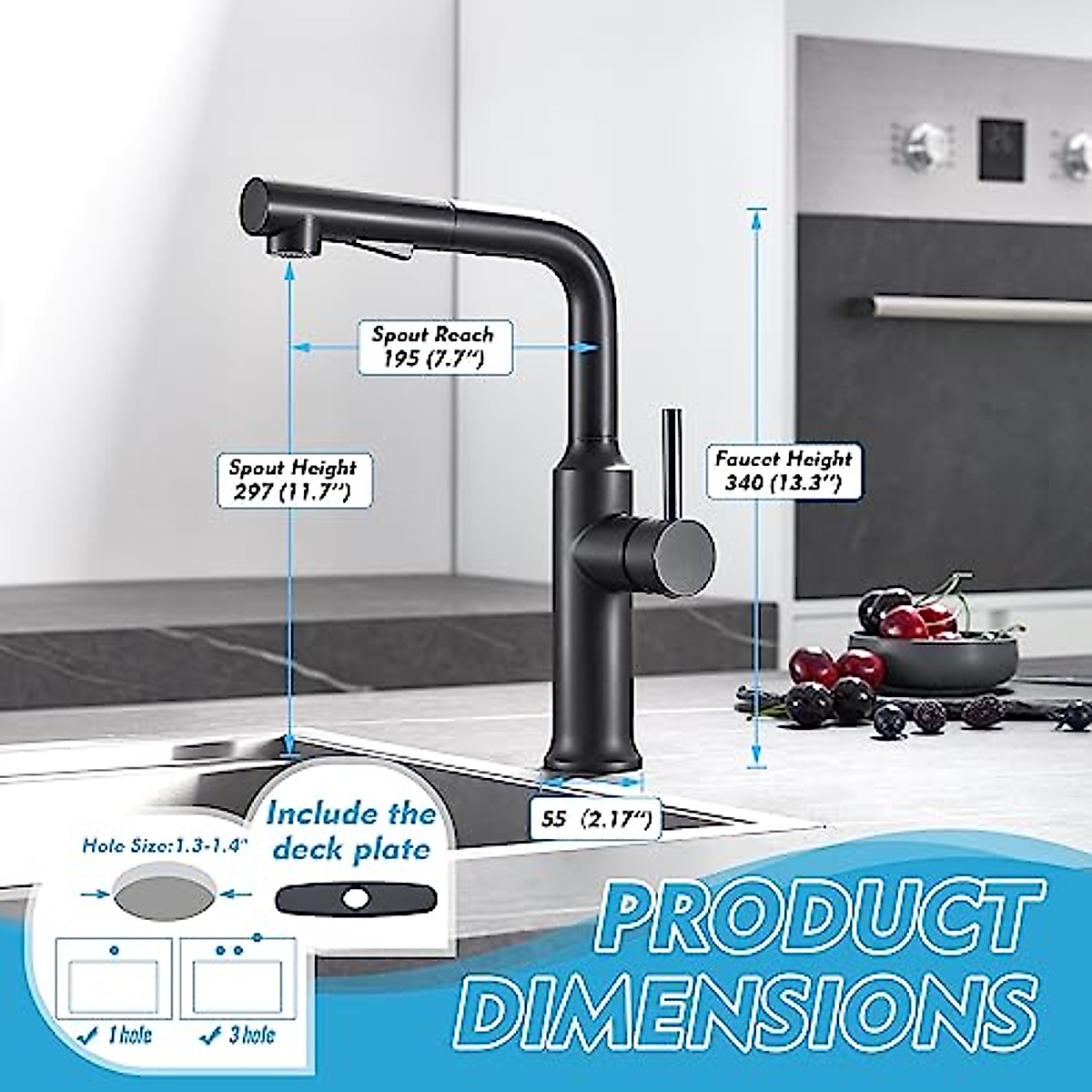 CREA Bar Sink Faucet Kitchen Faucets Black with Pull Down Sprayer RV Small Mini Sink Faucet Magnetic Docking for Laundry Outdoor Camper