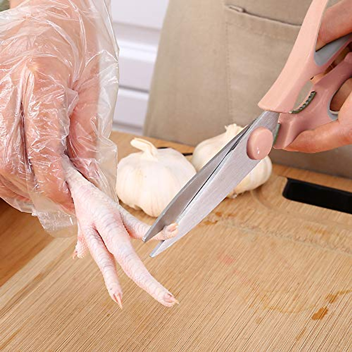JS Kitchen Scissor 3-Pcs Set,Poultry Shears,Kitchen Cooking Knife Set with Melon Planing Fruit Knife and Peeler for Cutting Poultry, Chicken, Meat, Herbs, Vegetables and Fish.