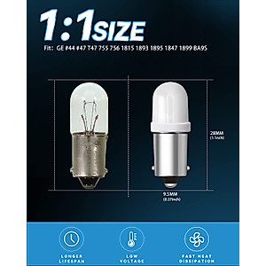 Keiurot 47 Bulb 44 755 756 1893 1895 1847 Bulb T47 BA9S Led Bulb DC AC 6.3V 6V Nonpolarity for Pinball Led Bulbs Pinball Machine Light Bulb Lamp White Pack of 15