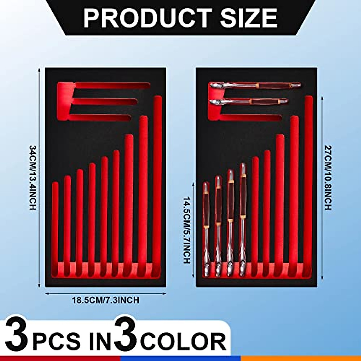 3 Pcs Foam Wrench Organizer Ratcheting Tool Tray Wrench Tool Box Organizer for Combination Storage, 3 Colors
