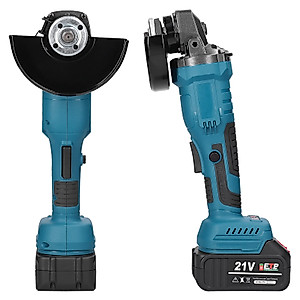 Cordless Angle Grinder, Weytoll 21V Brushless Cordless Grinder, Electric Grinding Wheels, Lithium Cutter Utility Power Tool 125mm M14 Angle Grinder With wrench, Assist Grip Handle and Baffle