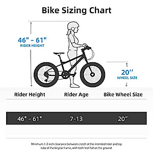 JOYSTAR 20 Inch Girls Moutain Bike for Kids Ages 7-12 Year Old Shimano 7-Speed and Dual Disc Brake 20 Inch Fat Tire Kids Bike Girl Bicycle Purple