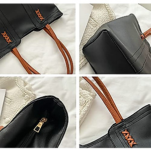 Chic Faux Leather Tote Hobo Handbag for Women Girls Casual Canvas Shoulder Bag