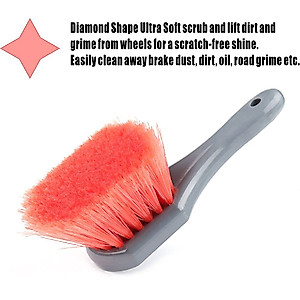 brushdepot Short Handle Wheel & Tire Brush,Soft Dense Nylon bristles car wash Brush for Truck,RV,Motorcycle,Deck Cleaning,Chemical Resistant