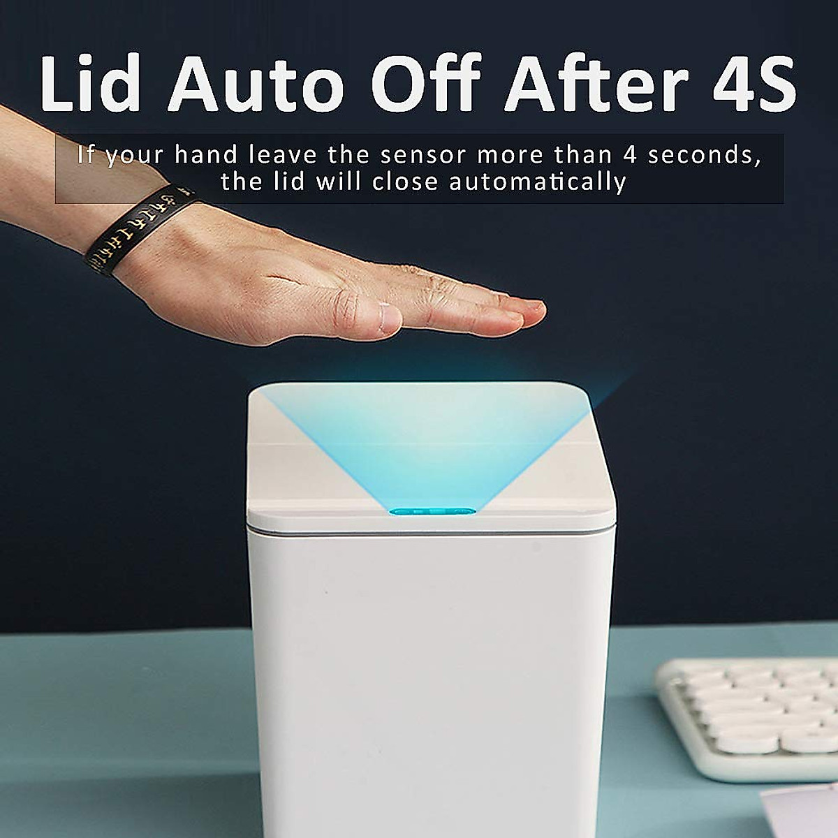 NORMIA RITA 1.6 Gallon Mini Automatic Trash Can for Car Desktop Kitchen Small Touchless Garbage Can with Lid 0.25S Fast Response Sensor