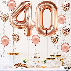 KatchOn, Rose Gold 40 Balloon Numbers - 40 Inch | 40th Birthday Decorations Women | 40th Birthday Balloons for Women | 40 and Fabulous Decorations | Number 40 Balloons, 40 Birthday Balloons for Women