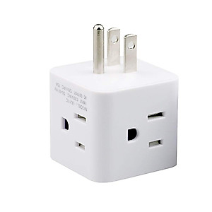 2 PCS Multi Plug Outlet Extender,Plug Adapter,Wonplug Multiple Plug Outlets with 4 AC Electrical Sockets,3 Prong to 2 Prong Adapter USA Portable Design for Home Office Hotel Travel,White