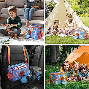 Ciseret Portable Tonies Carrying Case - Compatible with Toniebox Starter Set Tonies Figures Characters Charging Station Headphones - Travel Bag for Kids Boy Girl - Designer Custom Dinosaur Bag