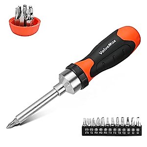 ValueMax 13-in-1 Multi-bit Ratcheting Screwdriver Set Tool All in One, Portable Multi-purpose Ratchet Screw-driver, Slotted/Philips/Torx/Square