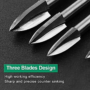 Wood Carving Drill Bits Set for Dremel Rotary Tool 5Pcs Engraving Drill Accessories Bit Wood Crafts Grinding Woodworking Tool with 1/8” Shank for DIY Carving Drilling Micro Sculpture