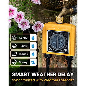 RAINPOINT Sprinkler Timer, WiFi Hose Timer, Smart Water Timer for Garden, Drip Irrigation Controller System with Wi-Fi Hub Automatic Manual Watering, Alexa APP Voice Control, V2, 2023 Release