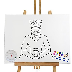 Essenburg Pre Drawn Canvas Painting Kit | King Pharaoh Valentines Pre Drawn Stretched Canvas Kit | Adult Sip and Paint Party Favor | DIY Date Night Couple Activity (S 8x10 CANVAS ONLY)
