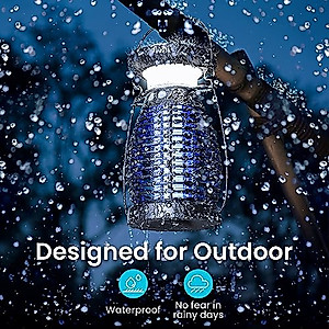 BURLAN Solar Bug Zapper Outdoor & Indoor, Cordless Mosquito Zapper Rechargeable Waterproof Fly Zapper for Camping, Home, Patio, Backyard, Kitchen
