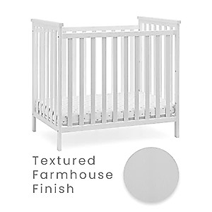 Delta Children Middleton Mini Crib with 2.75-Inch Mattress - Greenguard Gold Certified, Textured White