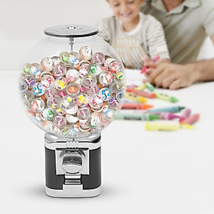 Vending Machine,1.26in Big Bubble Gumball Dispenser Machine w/key,Classic Bubble Capsule Toys Candy Dispenser Vending Machine Gumball Machine for Game, Retail Stores (Black)