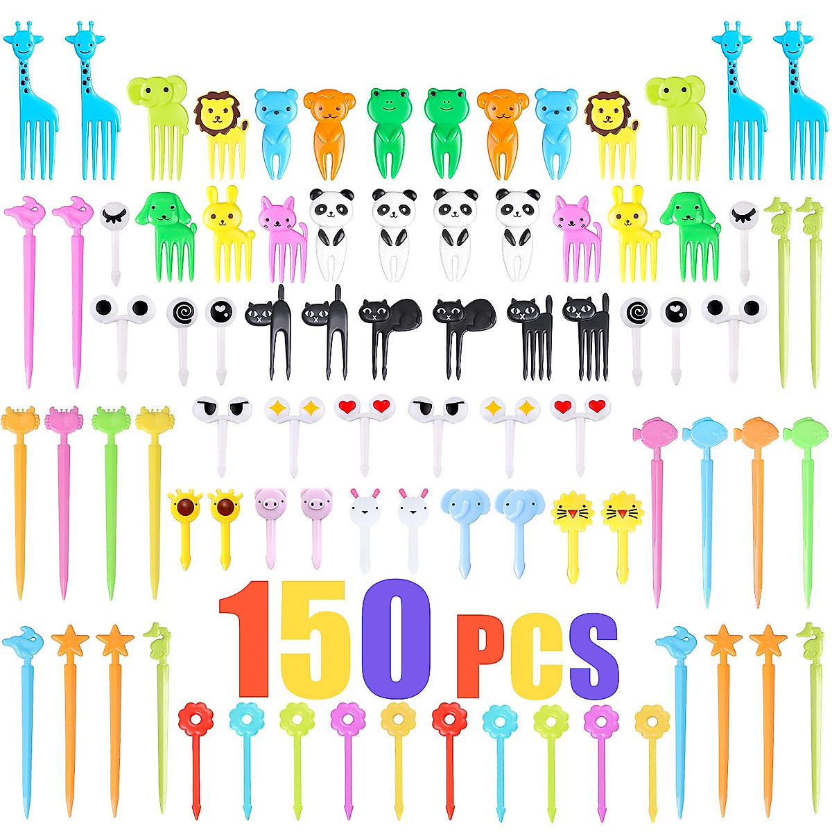 120PCS Animal Food Picks for Kids, Vicuna R Toddler Food Picks BPA-Free, Fun Kids Food Picks for Bento Box, Reusable Cute Fruit Toothpicks, Kids Lunch Accessories Decorations