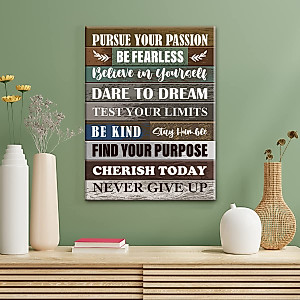 Inspirational Believe in Yourself Canvas Wall Art Poster Print, Positive Quotes Farmhouse Style Painting Ready to Hang Home Living Room Office Decor Gift (11.5" x 15")