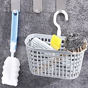 Luxshiny 6pcs Plastic Hanging Baskets Wall Mounted Shower Baskets Hanging Basket Organizer with 360 Degree Rotating Hook Rectangle Storage Baskets for Kitchen Bathroom