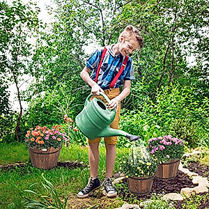 VINGLI 3 pcs Wooden Planter Barrel Set, Real Wood Indoor/Outdoor Flower Pot w/Drainage Holes, Different Sizes, Large Garden Container Box