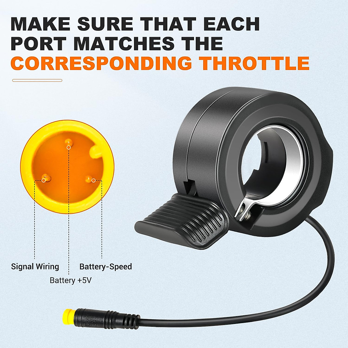 ADDMOTOR 130X Ebike Thumb Throttle with Waterproof Connector, E-Bike Speed Control for Electric Bicycle Scooter Accessories 3 Pin